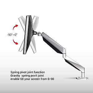 Monitor Mount Full Motion Monitor Arm Stand, Height Adjustable Computer Monitor Riser with Gas Spring, C Clamp, Cable Management for 10-34 inches,13.2-33 lbs LCD Screens