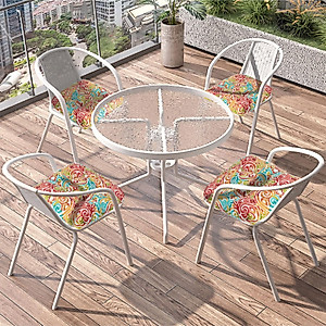 FUNHOME Set of 2 Outdoor Chair Cushions, Water-Resistant Tufted Seat Cushions for Patio Furniture 19 x 19 x 5 Inch Patio Cushion for Rocking, Camping, Kitchen Chairs Corinthian Dapple