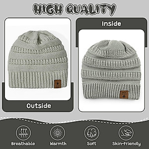 Durio Soft Warm Knitted Baby Hats Caps Cute Cozy Chunky Winter Infant Toddler Baby Beanies for Boys Girls 3 Pack Black & Light Grey & Navy