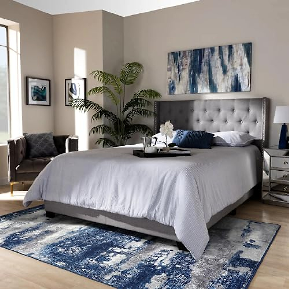 BEIMO Area Rugs for Bedroom Living Room Machine Washable Large Modern Abstract Print Soft Entryway Runner Rug, Non Slip Carpet with Gripper, Blue 8x10