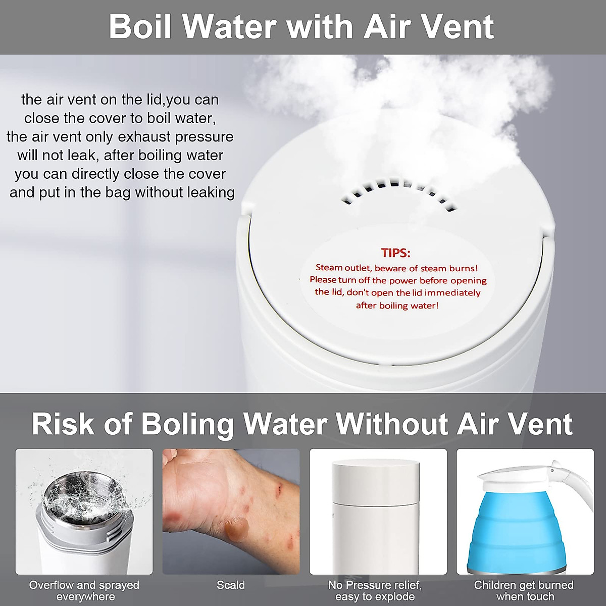 Travel electric kettle, 380ml Small Portable Electric Kettle with 4 Variable Temp Preset, 304 Stainless Steel Mini Electric Coffee Tea Kettle with Auto Shut Off & Boil Dry Protection Water Boiler