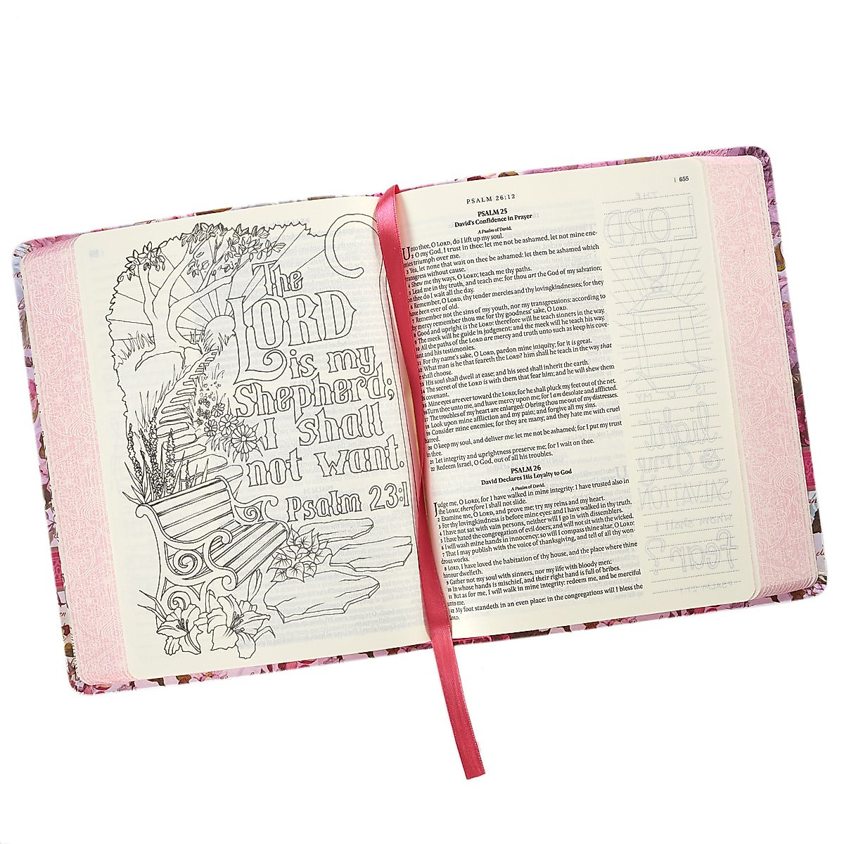 KJV Holy Bible, My Creative Bible, Faux Leather Flexcover - Ribbon Marker, King James Version, Pink Floral