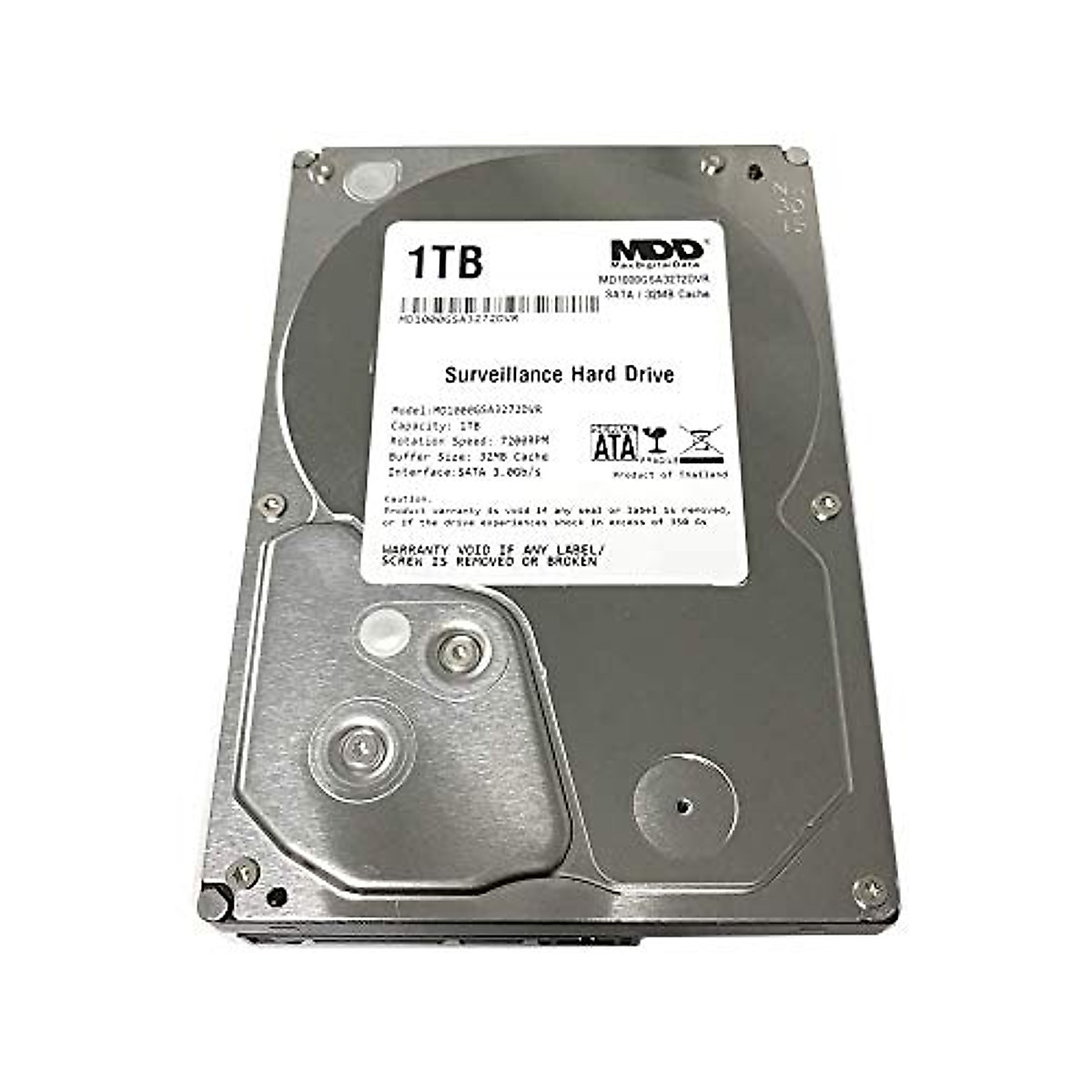 MaxDigitalData 1TB 32MB Cache 7200PM SATA 3.0Gb/s 3.5" Internal Surveillance CCTV DVR Hard Drive (MD1000GSA3272DVR) - w/ 2 Year Warranty (Renewed)