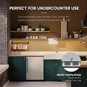 ICEJUNGLE Under Counter Refrigerator Stainless Steel, 5.30 Cu.Ft Full Size Fridge, 175 Cans Refrigerator with Built-in Design and IPX4 Waterproof, Premium Refrigerator for Efficient Storage