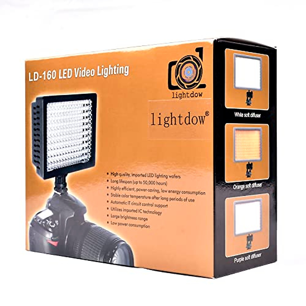 Lightdow LD-160 Ultra High Power Dimmable 160 LED Bulb Video Light for Canon Nikon Sony DSLR Camera