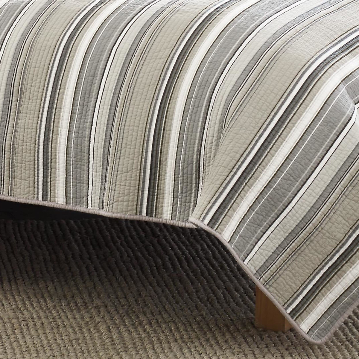 Stone Cottage - Fresno Collection - Quilt Set - 100% Cotton, Reversible Bedding with Matching Sham(s), Twin, Neutral