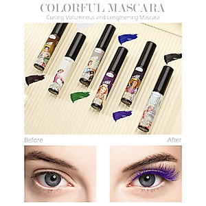 Waterproof Green Mascara Volume and Length,Long Lasting Non Clumping Curling Voluminous Colored Mascara for Eyelashes, Colorful Volumizing Tubing Mascara for Women Eye Makeup Cosplay Party-03