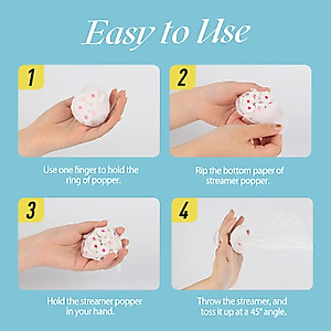 FameFame 40Pack Streamers Poppers, No Mess Paper Crackers, Hand Throw Confetti Streamer for Birthday, Wedding, Party Celebrations, White 1