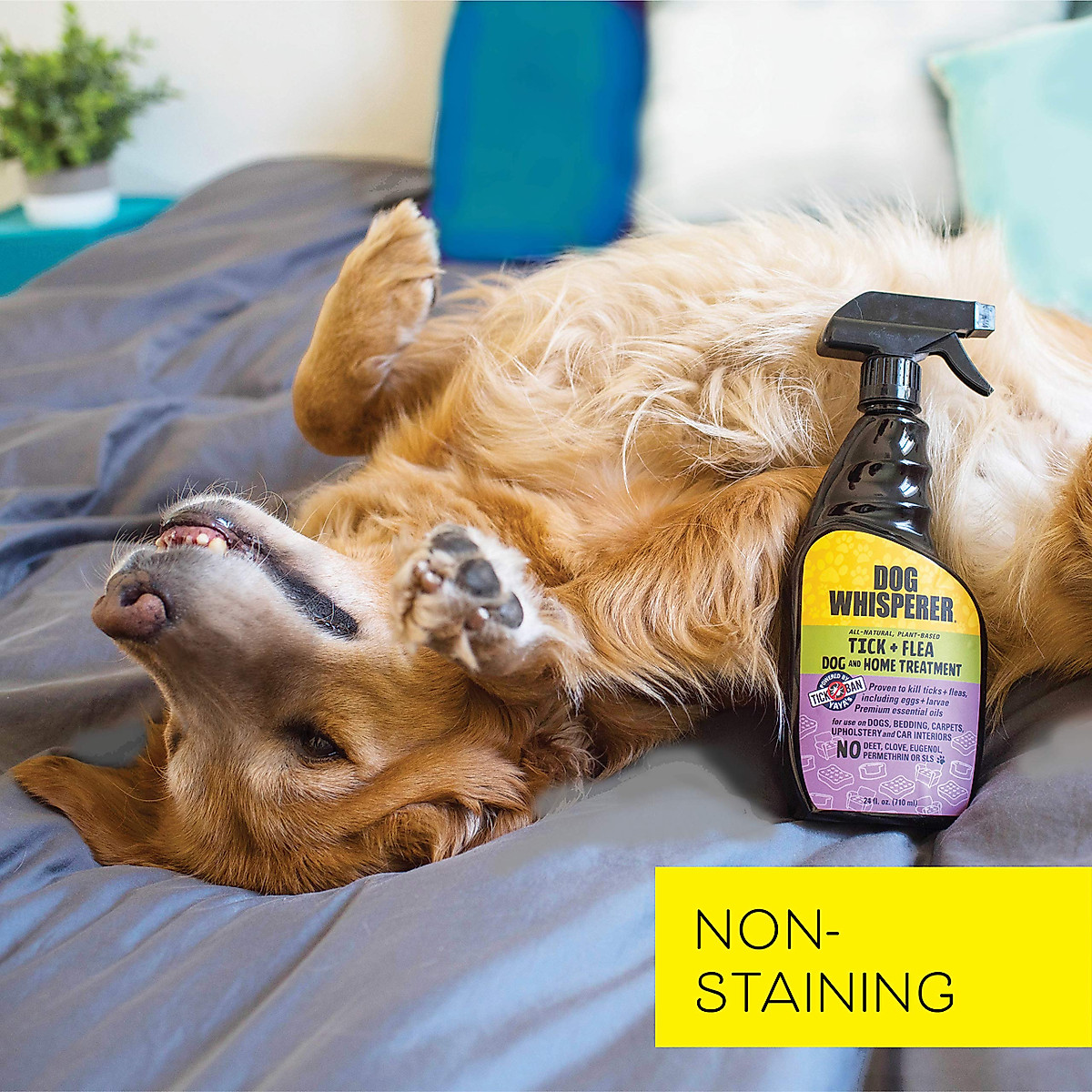 Yaya Organics Dog Whisperer Tick + Flea Home Treatment Spray, Proven Effective, Plant-Based (24 Ounces)