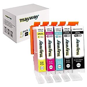Mayway Compatible Ink Cartridges 280XL 281XL 280 281 XL , Work with C a K e Printers Pixma TR7520 TR8520 TS6120 TS6220 TS8120 TS8220 TS9120 TS9520 TS9521C TS702 Printer (5 Pack, No Photo Blue)