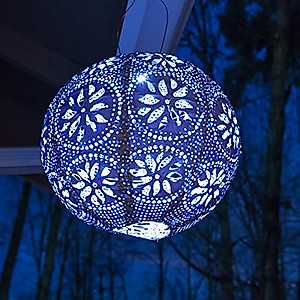 Allsop  31836 Home Soji Stella Boho LED Outdoor Solar Lantern, Handmade with Weather-Resistant UV Rated Tyvek Fabric, Stainless Steel Hardware, for Patio, Deck, Garden, 12X12