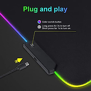 YXLILI RGB Mouse Pad, Led Gaming Mouse Pads 13.8" X 9.8" with 12 Lighting Modes, Anti-Slip Rubber Base Mousepads Water Resistant Mouse Mat for Wireless Computer Mouse for Office Home Gaming Working