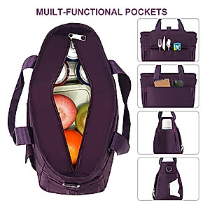 Wesugeyo Lunch Bag for Women, Insulated Lunch Box Work, Adult Meal Prep Tote Bag, Super Large Lunch Cooler Purse with Side Pockets Detachable Shoulder Strap for Picnic, Boating, Camping