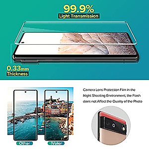 ivoler [4+2 Pack Screen Protector for Google Pixel 6 [4 Pack] with Camera Lens Protector Tempered Glass [2 Pack] [Fingerprint Unlock Compatible] with Alignment Frame Easy Installation HD Clear Film