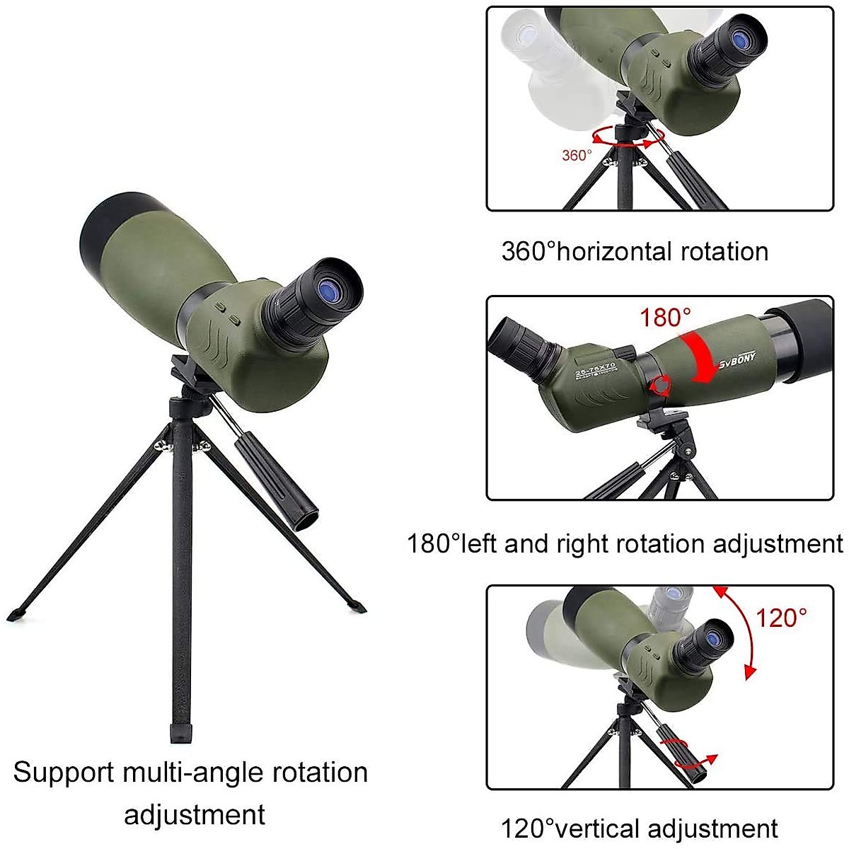 SVBONY SV14 Spotting Scope with Tripod Phone Adapter,25-75x70mm Spotting Scopes,Waterproof Spotter Scope,High Definition Sporting Scope,Scope for Bird Watching Shooting Range Scope