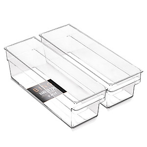 BINO | Plastic Storage Bins, Deep Large | THE HANDLER COLLECTION | Multipurpose Organizer Bins | Kitchen Pantry Organizers and Storage | Clear Containers for Organizing Home | Freezer Organizer
