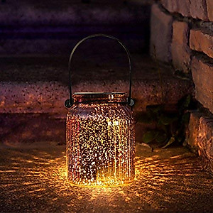 Solar Mercury Glass Jars 2 Pack Outdoor Table Lamps (Bronze)