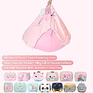 Inner Liner for Stuffed Animal Storage Cover, Bean Bag Replacement Cover for Beanbag Chair Easy Cleaning (No Beans) Large Size/Pink