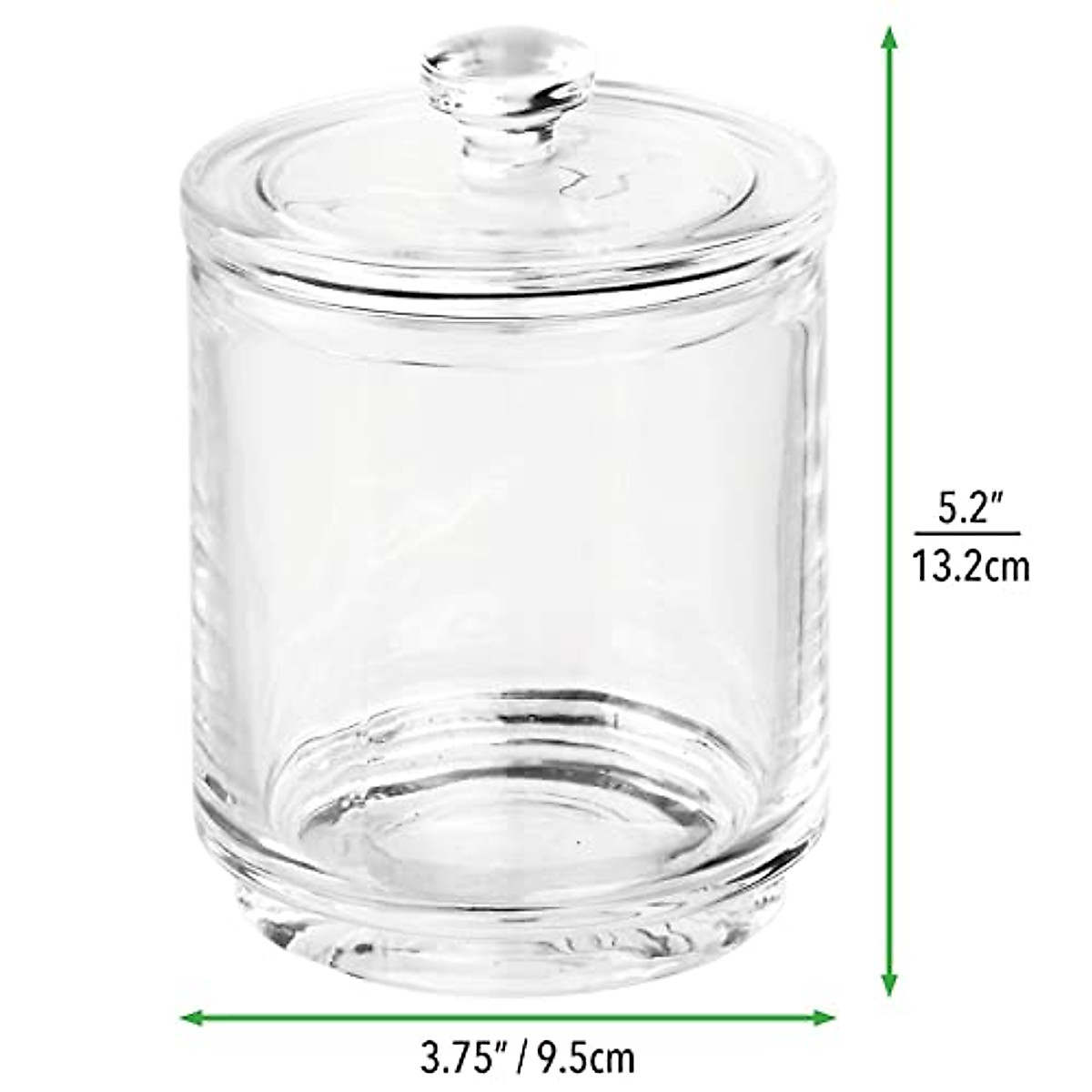mDesign Glass Apothecary Storage Canister Holder Jar for Bathroom Vanity Cabinet or Counter Organization - Holds Cotton Swabs, Bath Salts, Makeup, Hair Accessories - Joli Collection - Clear