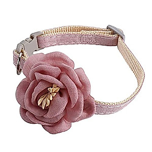 Pet Cat Collar with 3D Flower,Beautiful Adjustable Bow Tie Safety Buckle Dog Necklace Dog Leash New Year Gift Blue, Grey, Pink(Pink)