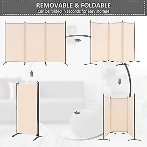 Spurgehom Room Divider,3 Panel Folding Partition Privacy Screens, Freestanding Fabric Room Panel, Portable Folding Room Divider Wall for Office, Room,Restaurant，102" W X 71" H Beige