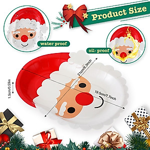 Yungyan 100 Pcs Christmas Disposable Plates Santa Paper Plates for Christmas Wedding Birthday Family Party Tableware Supplies Serve 100 Guests, 8.3 x 7.7 Inch, Red and White