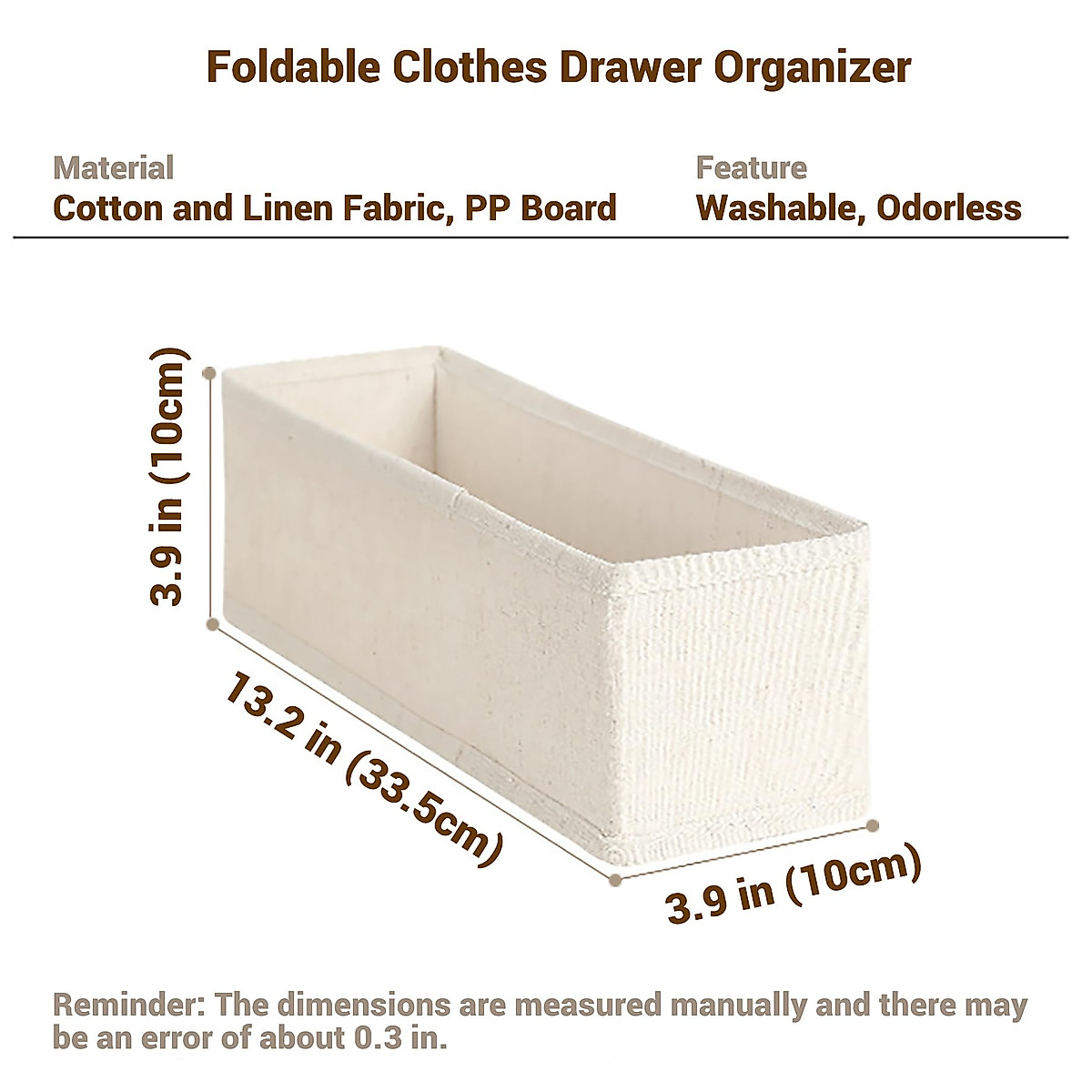 MURRI&MURRDI Mini Foldable Clothes Drawer Organizer 6 Pcs, Fabric Drawer Organizer for Nursery, Small Drawer Fabric Organizer for Clothing, Sock Underwear Bra Belt Tie Scarves Drawer (6 Light Beige)