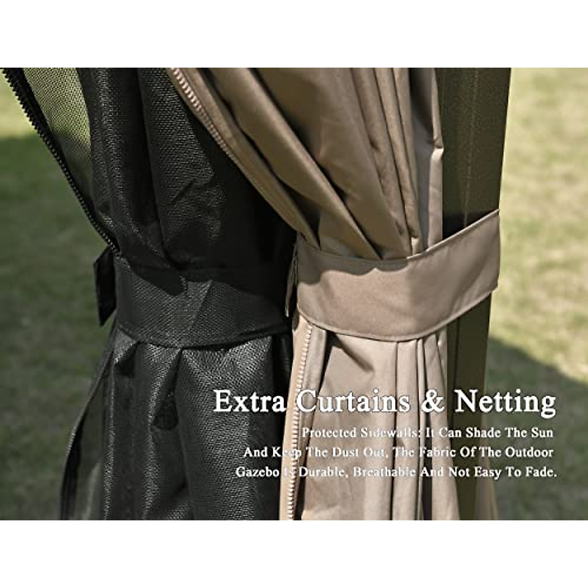 Domi Outdoor Louvered Pergola 10'x13' with Adjustable Aluminum Roof,Grill Gazebo for Patios,Aluminum Frame with Curtains and Mesh for Garden,Patio,Backyard (Dark Brown)