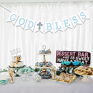 God Bless Banner - God Bless Banner Baptism，baby Shower Banner for Girl/boy，baptism Banner，first Communion Banner，banner for Baby Shower Photo Prop Party Decorations