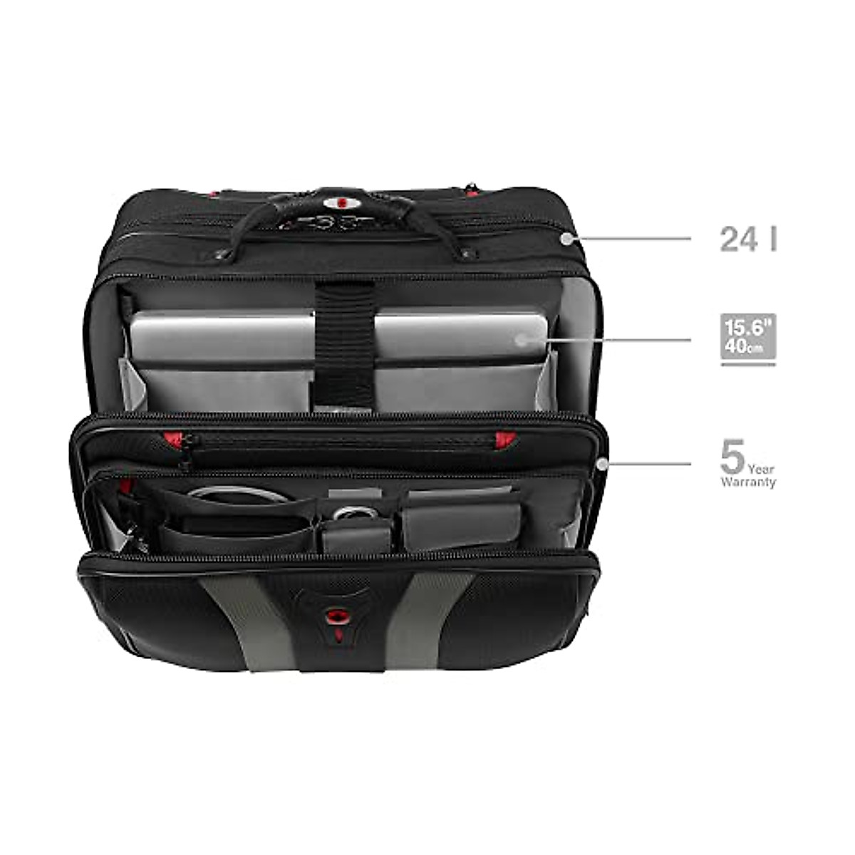 angel wish Briefcases Rolling Case Nylon for Upto 17-Inch Notebooks - Black