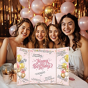 Tnvee Birthday Party Guest Book Birthday Decorations for Women & All Ages, Large 19" x 12.2" Rose Gold Signature Card Board Party Supplies Gifts