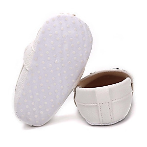 Greceen Baby Boys and Girls Classic PU Leather Loafers are Suitable for Crawling, Wedding Dress, Birthday Parties, First Walking Crib Shoes 224 White 11