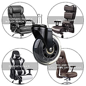 Upgrade 2.5" Chair Caster Replacement Wheel for Hardwood Floor and Carpet, Heavy Duty Universal Floor Safe Caster Set of 5,Rubber Wheels Office Chair to Replace Office Chair mats,fits 98% Chairs