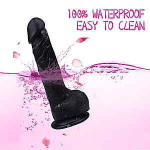 Dildo, Black Dildos, Sex Toy, 8.5 Inch Ultra Soft Lifelike Silicone Anal Dildo with Strong Suction Cup, G Spot Stimulator Adult Sexy Toys for Women Men Couple Sexual Pleasure Tools for Women, Black