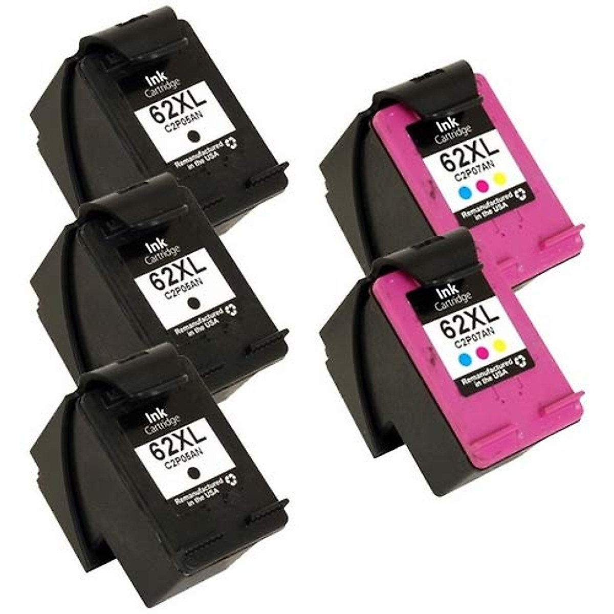SuppliesMAX Remanufactured Replacement for HP Envy 5540/5545/5640/5660/5665/7640/7645/8000/8005 High Yield Inkjet Combo Pack (3-Black/2-Color) (NO. 62XL) (3-C2P04AN/2-C2P06ANVB)