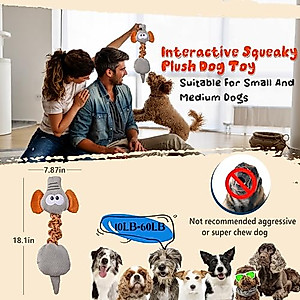 xihett Puppy Chew Toy,Squeaky Dog Toys Interactive,Plush Middle with Thick Rope Dog Chew Toys for Anxiety Relief Big Middle and Small Dog Pet Toys,Cute Interactive Toy (Elephant)
