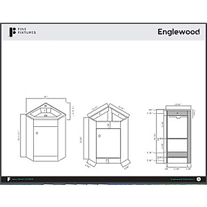 Fine Fixtures - Corner Bathroom Vanity and Sink, Wenge - Englewood Collection