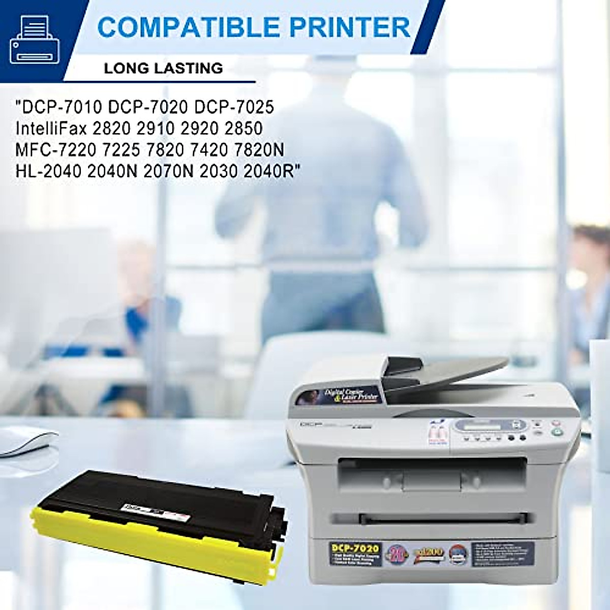 TN350 Toner Cartridge Compatible 1 Pack TN350 Black Replacement for Brother TN350 TN-350 DCP-7010 7020 7025 IntelliFax 2820 2910 2920 2850 MFC-7220 7225 7820 7420 HL-2040 2070N 2030 2040R Printer