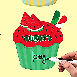 WaaHome Happy Birthday Chart Poster 12''x18'' Birthday Classroom Decorations Cupcakes Birthday Poster Calendar for Back to School Classroom Bulletin Board Decorations Teaching Supplies