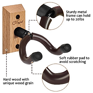 SNIGJAT Guitar Wall Mount 2 Pack, Guitar Hanger for Rotatable, Solid Wood Guitar Wall Hanger, V-Shaped Guitar Mount Hook for Acoustic Guitar, Guitar Holder for Banjo, Musical Instruments Accessories