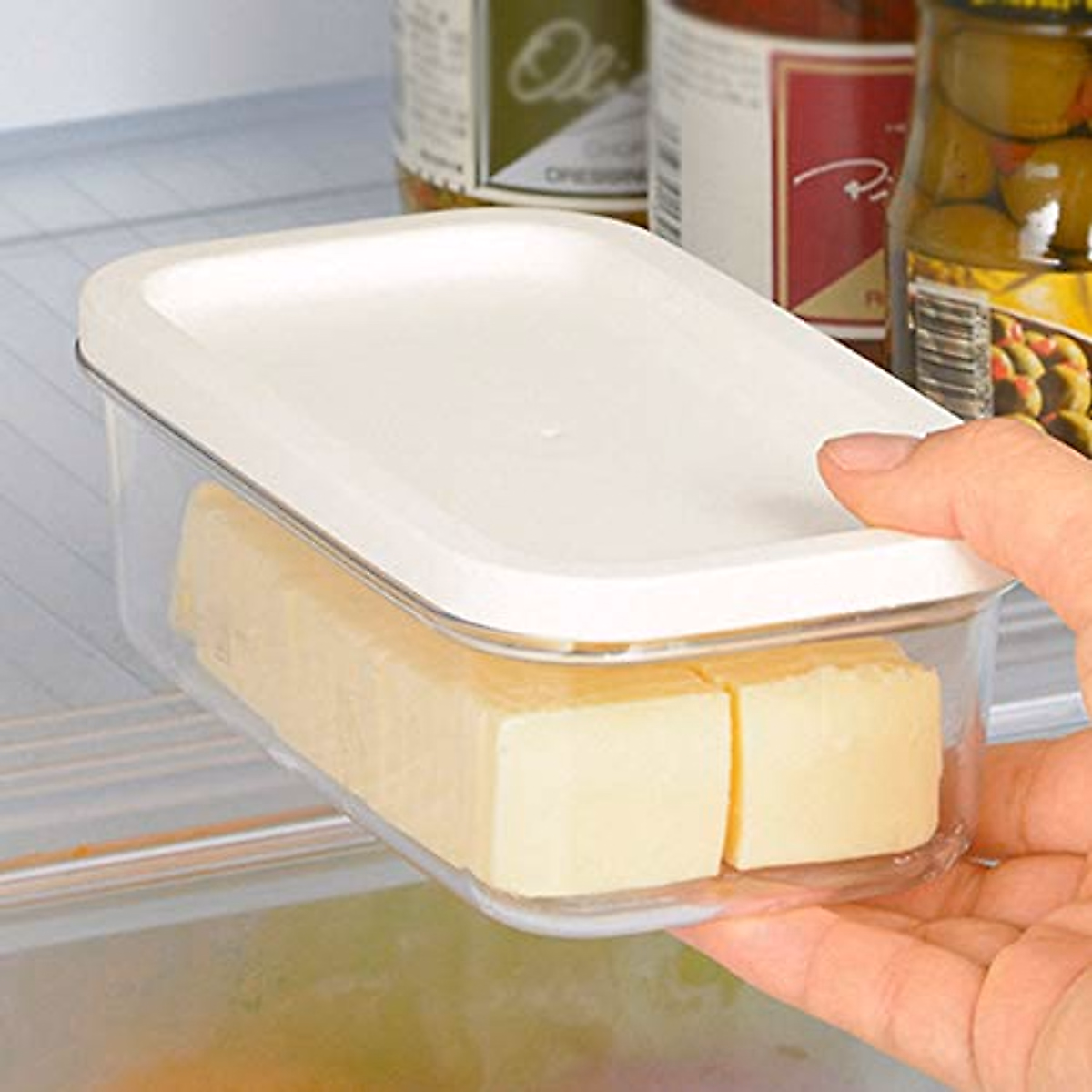 Butter Case Butter Dish Butter Box Keeper with Bamboo Lid,Butter Keeper Container Sealing With Lid Rectangle Food Storage Home