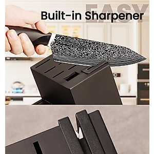 Knife Set, 15 Pieces Kitchen Knife Set with Built in Sharpener, High Carbon German Stainless Steel Knife Block Set, Dishwasher Safe