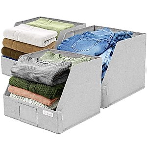 VIVIDECOR Trapezoid Closet Storage Bins - Boxes for Closet Organizing - Shelf Organizer Bins - Linen Closet Organizers and Storage - Foldable Baskets for Shelves - Open front Basket