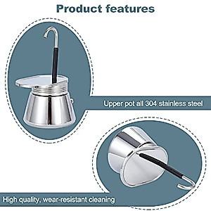 Stovetop Espresso Maker,8.3in Single Spout Stovetop Moka Pot,Stainless Steel Coffee Machine, Large Capacity Italian DIY Coffee Pot,Outdoor Brewed Coffee Cup for All Electric Ceramic Gas Stovet