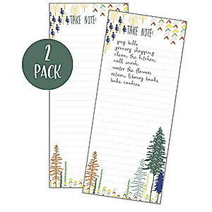 Set of 2- Forest List Pad, Notepad, Shopping List Grocery List with Attachable Magnet