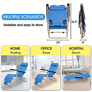 Livebest Set of 2 Lounge Chairs Folding Cot 2-in-1 Portable Reclining Beach Chair for Yard Garden Pool