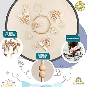 ELYESE Crib Mobile for Girls, Rainbow Baby Mobile, Handmade Mobile for Crib, Macrame Baby Mobile for Crib, Boho Baby Crib Mobile, Natural Crib Mobile (Pink)