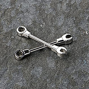 Body Candy Stainless Steel Combo Wrench Barbell Nipple Ring Set of 2 14 Gauge 13mm