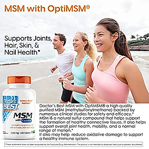 Doctor's Best MSM with OptiMSM, Non-GMO, Gluten Free, Joint Support, 1500 mg, 120 Tablets (DRB-00097)