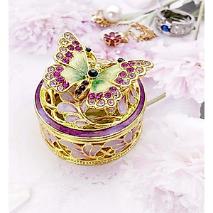 JWT Astyle Elegant Butterfly Jewelry Trinket Boxes.Enameled Decorative Keepsake Ring Box Holder Necklace Earrings Organizer Home Decor.Butterfly Gifts for Women